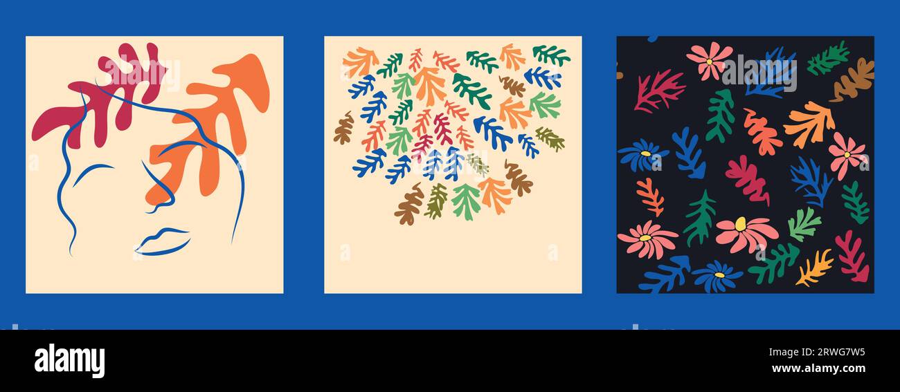 Matisse floral seamless pattern, Modern trendy Matisse flower minimal ...