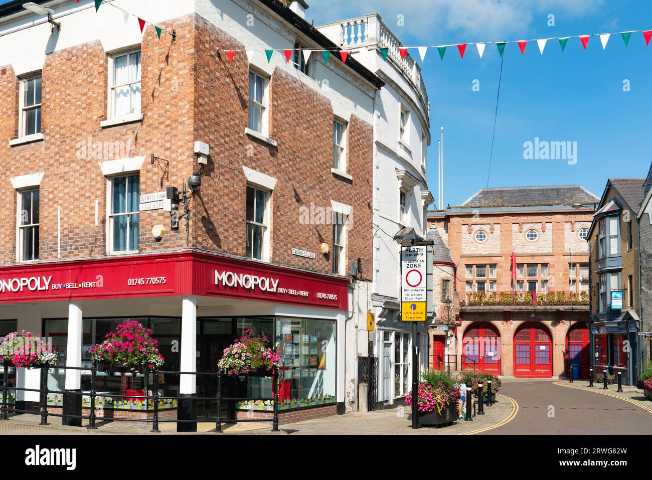 Crown Square off the High Street, Denbigh, North Wales. Image taken in ...