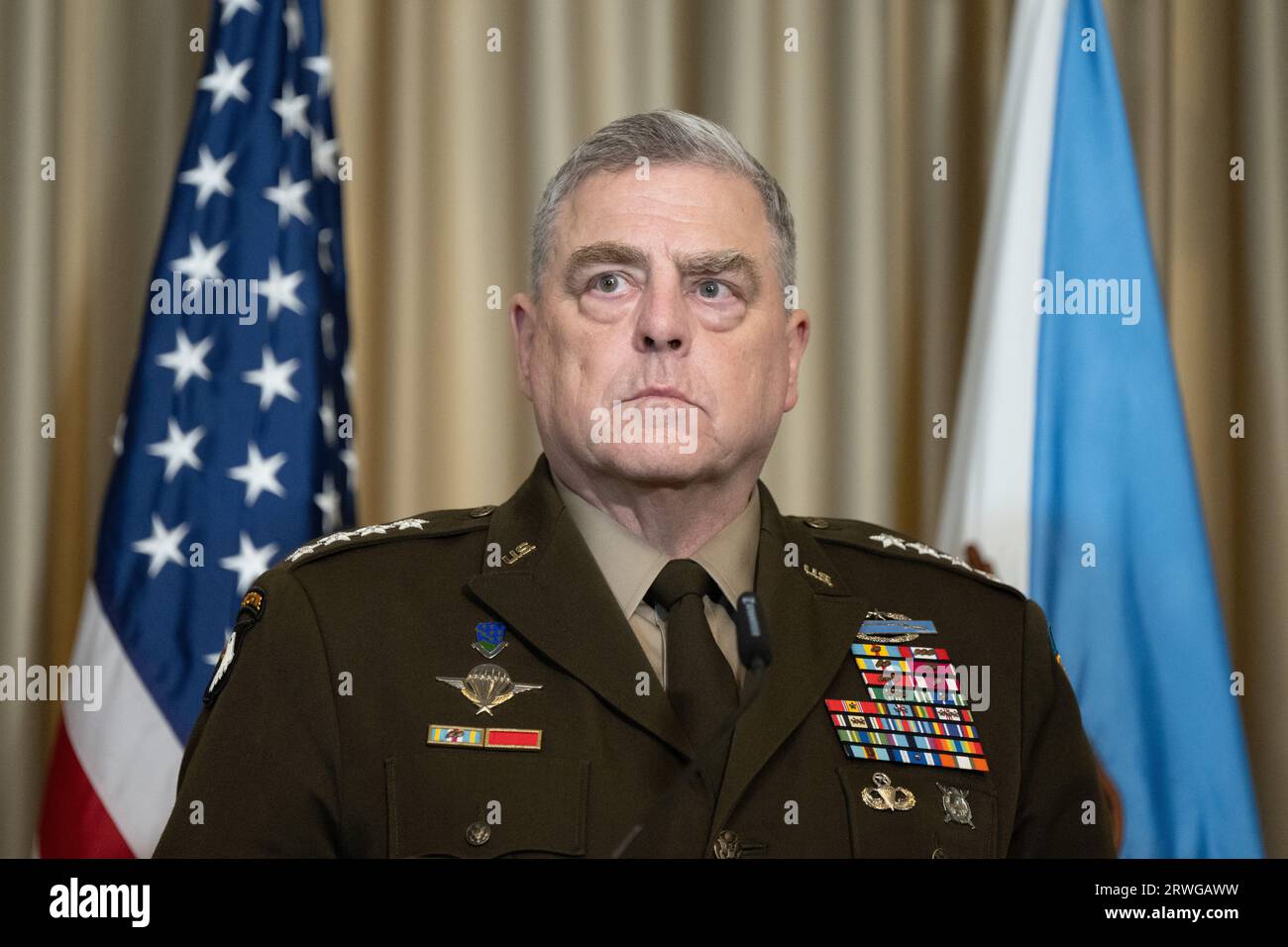 Ramstein Miesenbach, Germany. 15th Sep, 2023. General Mark Milley makes ...