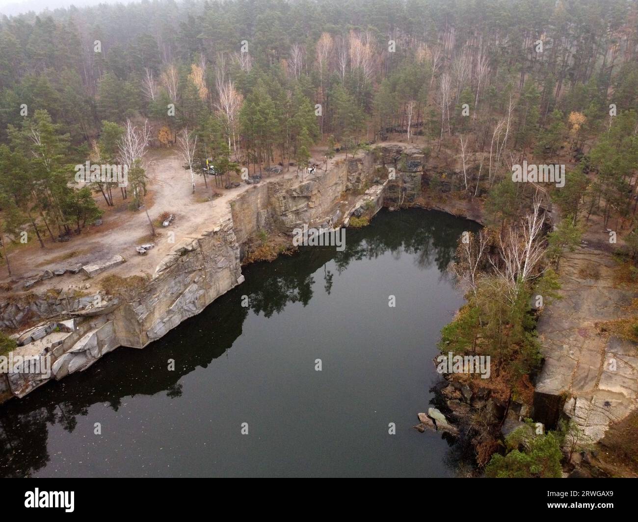 Ukraine flooded granite quarry drone hi-res stock photography and ...