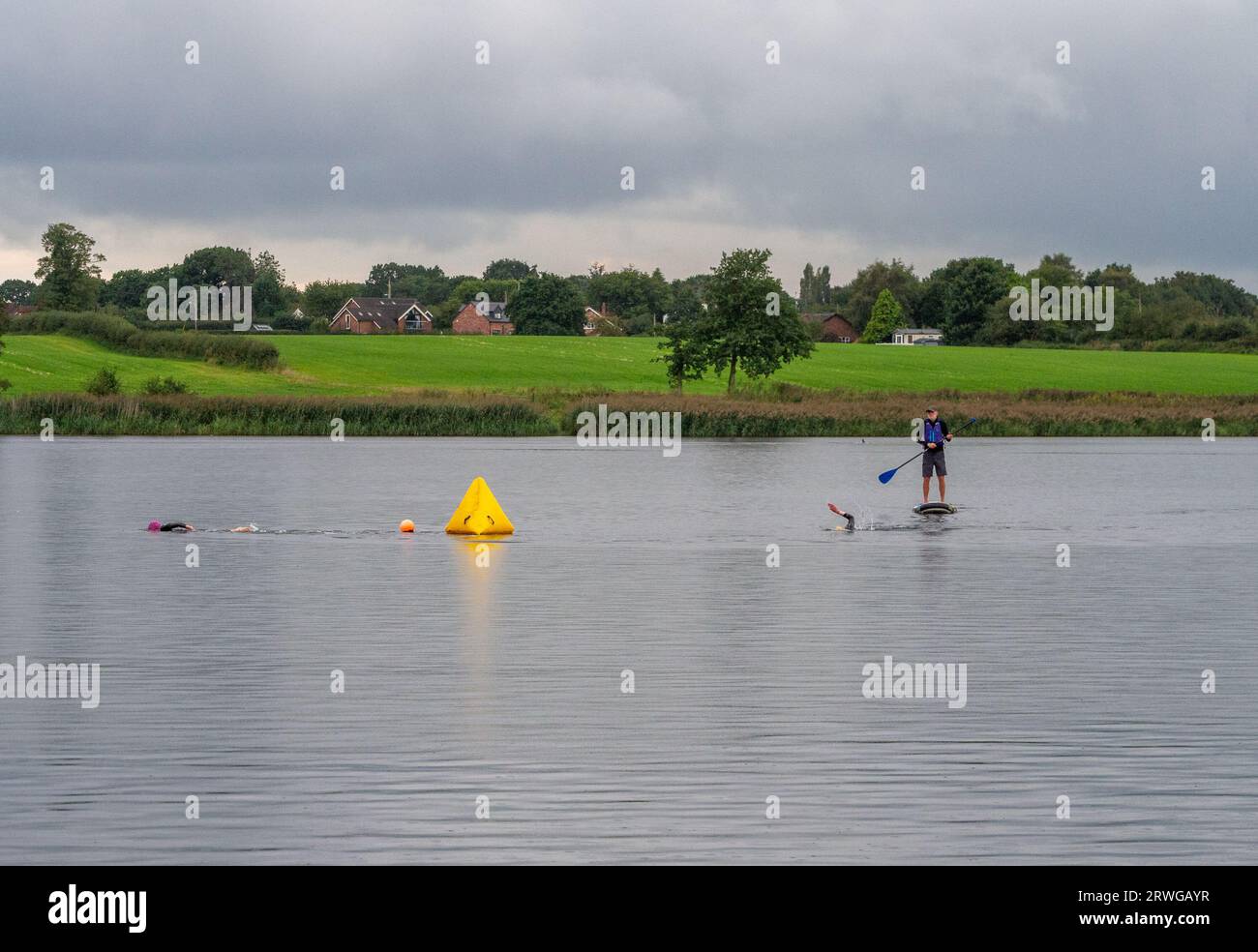 Pickmere, Knutsford, Cheshire, UK. September 14th 2023. Safety guy on ...