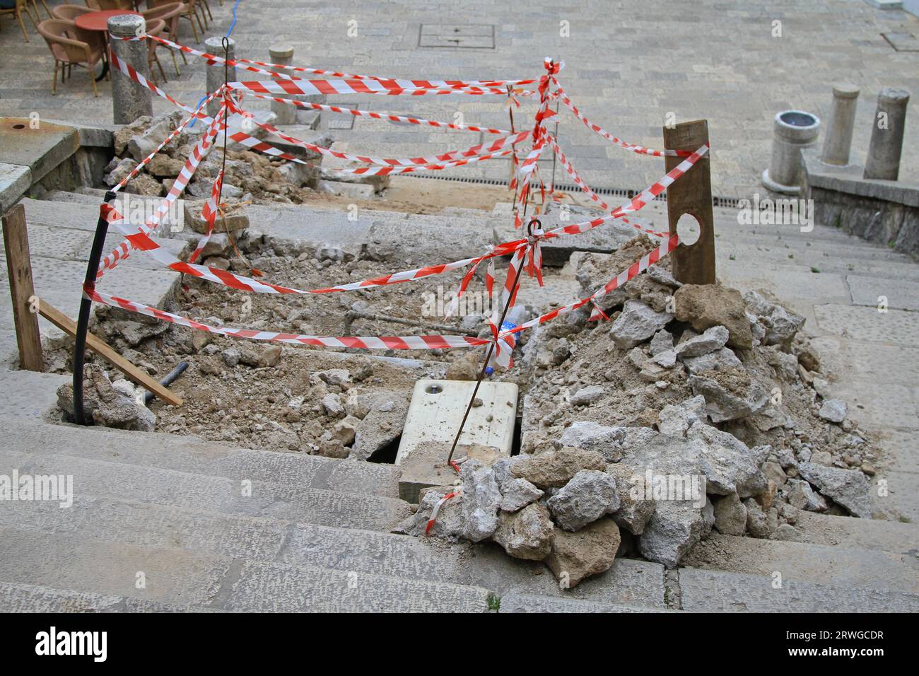 Reconstruction Repair at Old Town Stairway Construction Site Stock ...