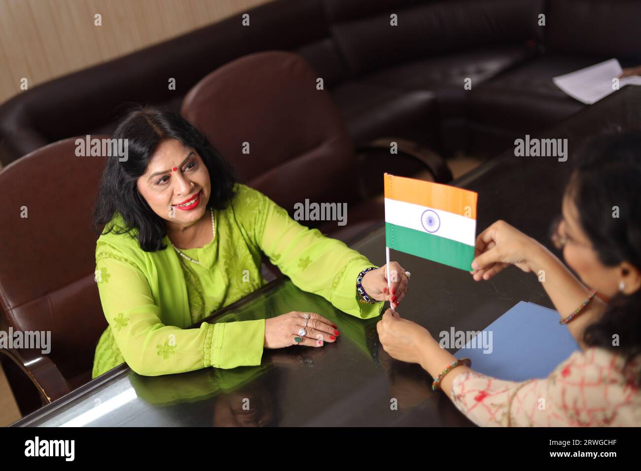 Principal Ma'am giving an Indian flag to a teacher as a gift, parent ...