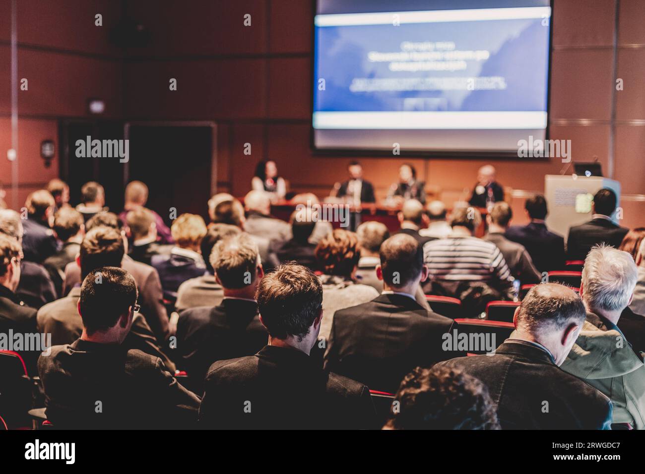 Business Conference and Presentation. Audience at the conference hall ...
