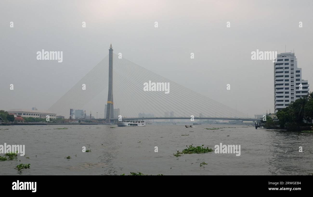 Bangkok, Thailand, December 28, 2018. The Rama VIII Bridge in Bangkok ...