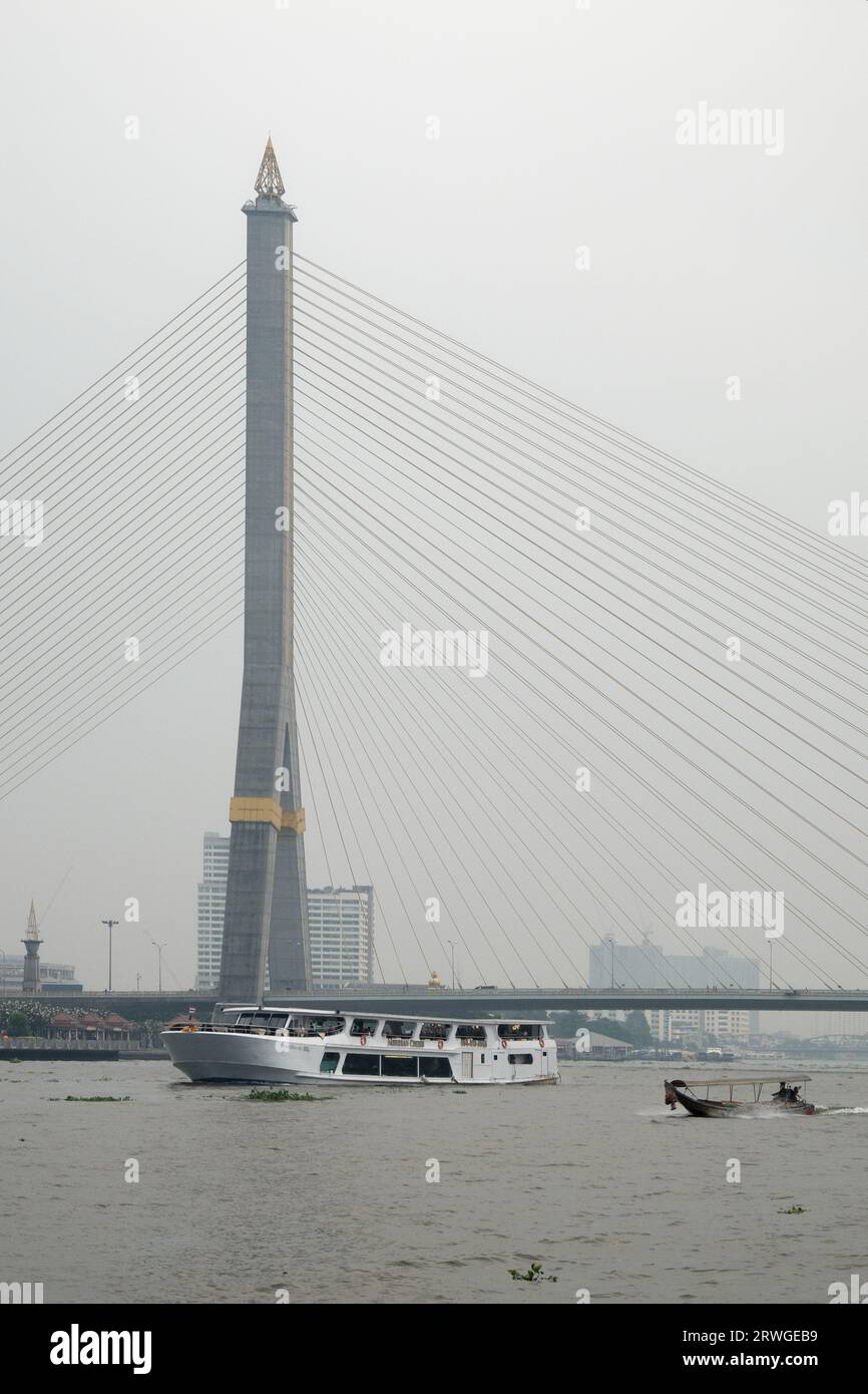 Bangkok, Thailand, December 28, 2018. The Rama VIII Bridge in Bangkok ...