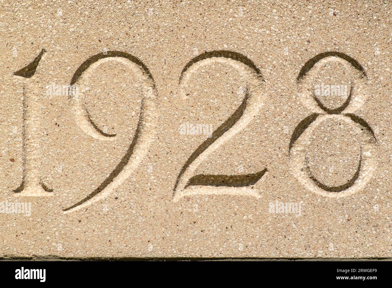 Concrete block, 1928 building cornerstone Stock Photo - Alamy