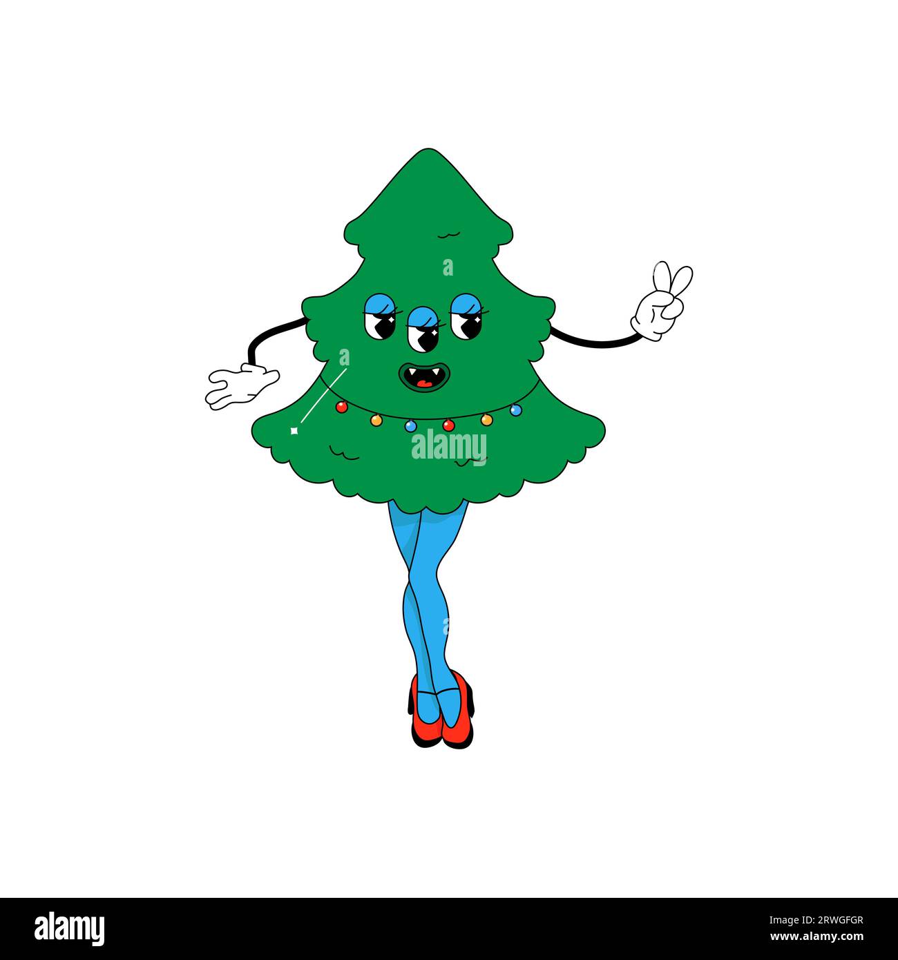 Psychedelic Christmas tree, with 80's style female legs, character ...