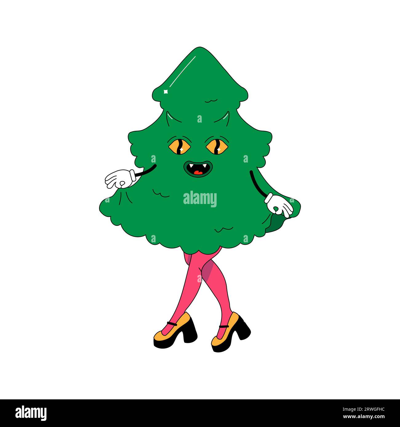 Psychedelic Christmas tree, with 80's style female legs, character ...