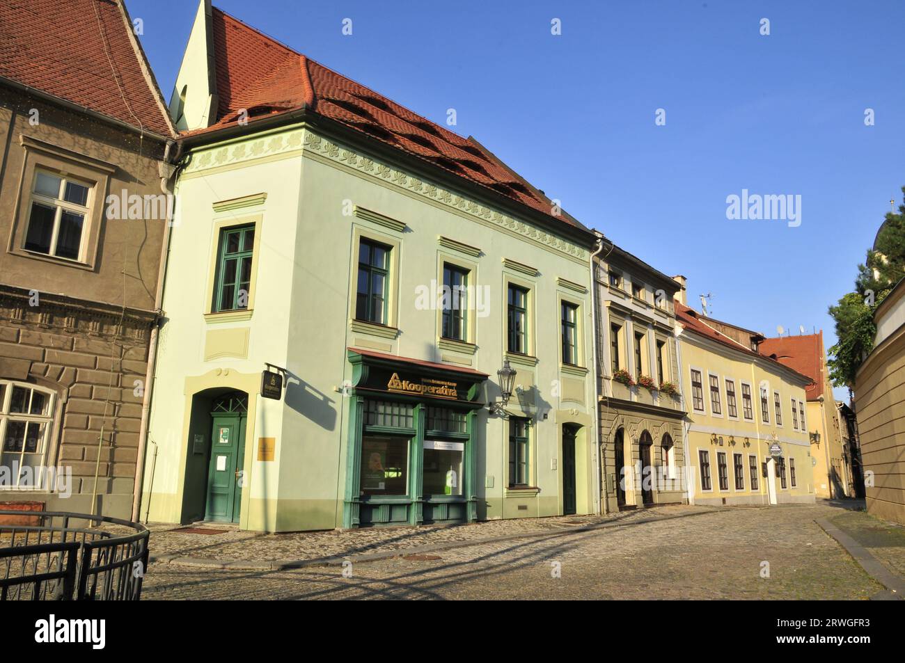 Czech town of Zatec (on the photo of October 1st, 2020, alley in the ...