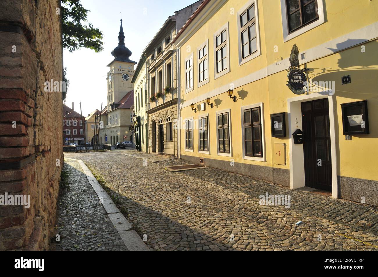 Czech town of Zatec (on the photo of October 1st, 2020, alley in the ...
