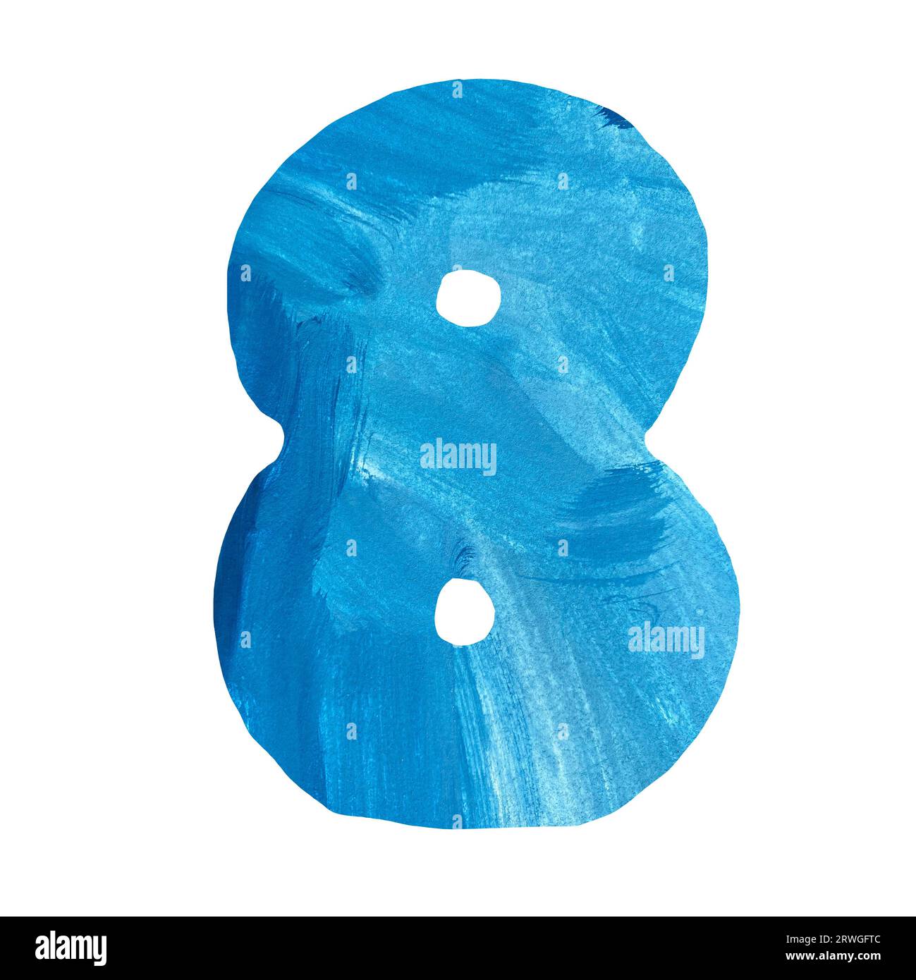 Number eight blue watercolor hand drawn sketch Stock Photo - Alamy
