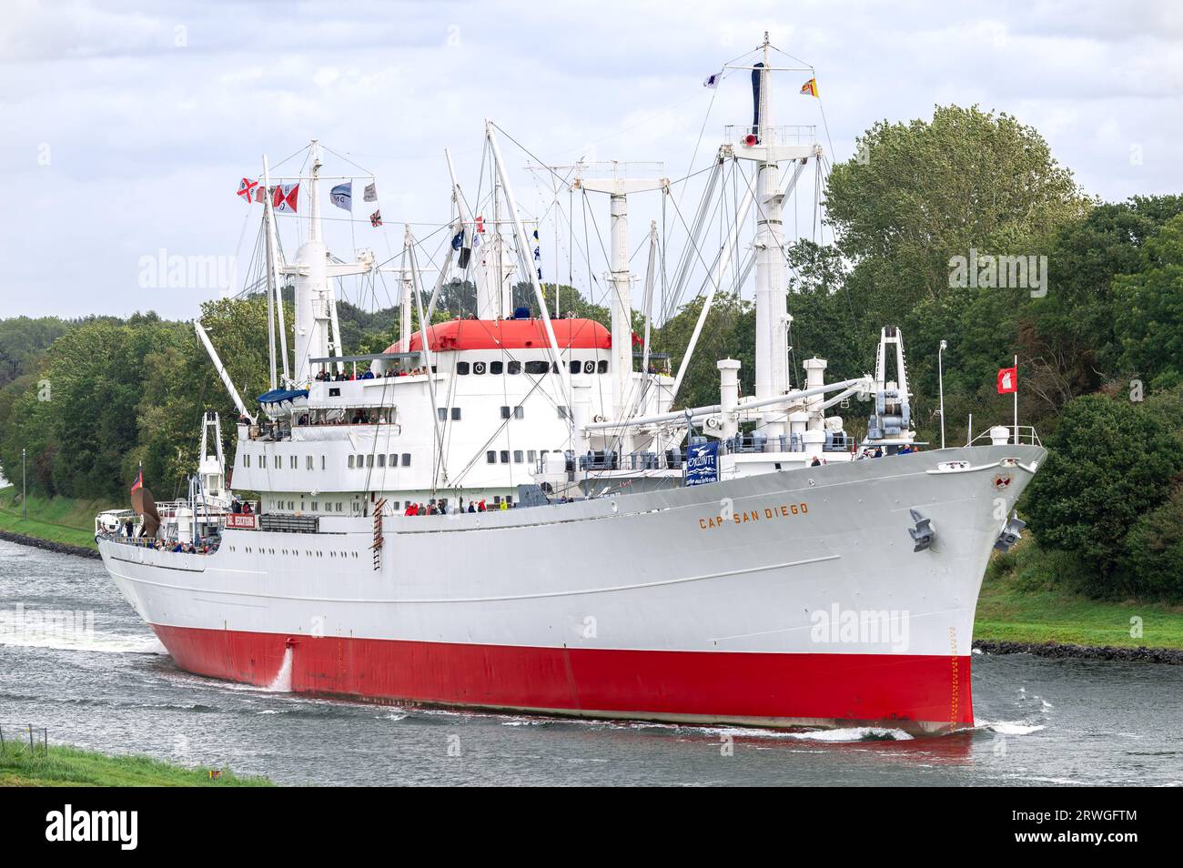 world wide biggest sea worthy museum ship CAP SAN DIEGO passing the ...