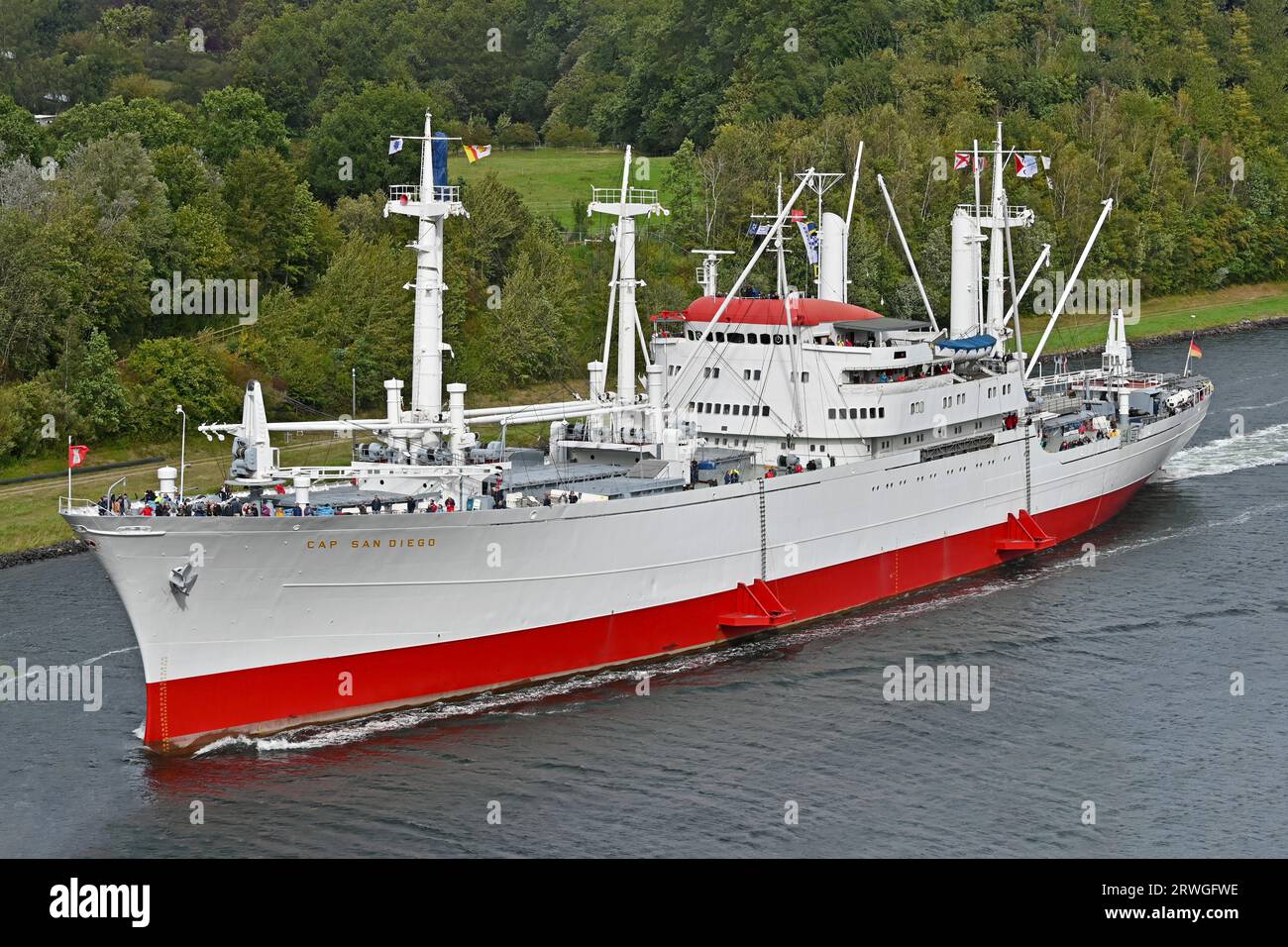 world wide biggest sea worthy museum ship CAP SAN DIEGO passing the ...