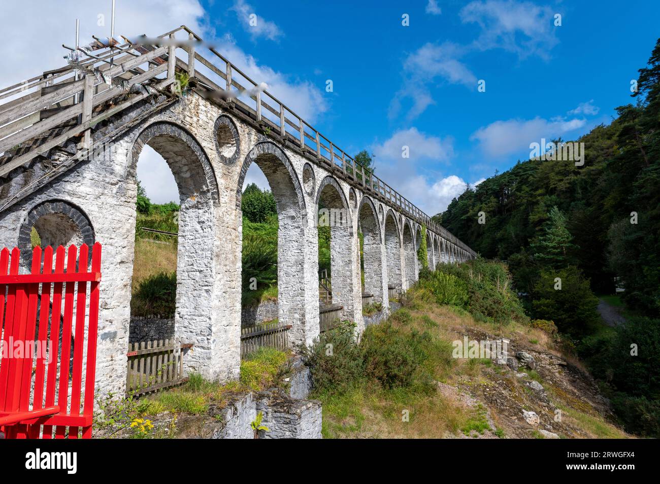 The incredible Laxey Water Wheel Viaduct in the Isle of Man Stock Photo ...