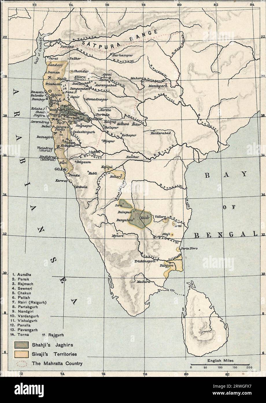 A map of early Maratha history Stock Photo - Alamy