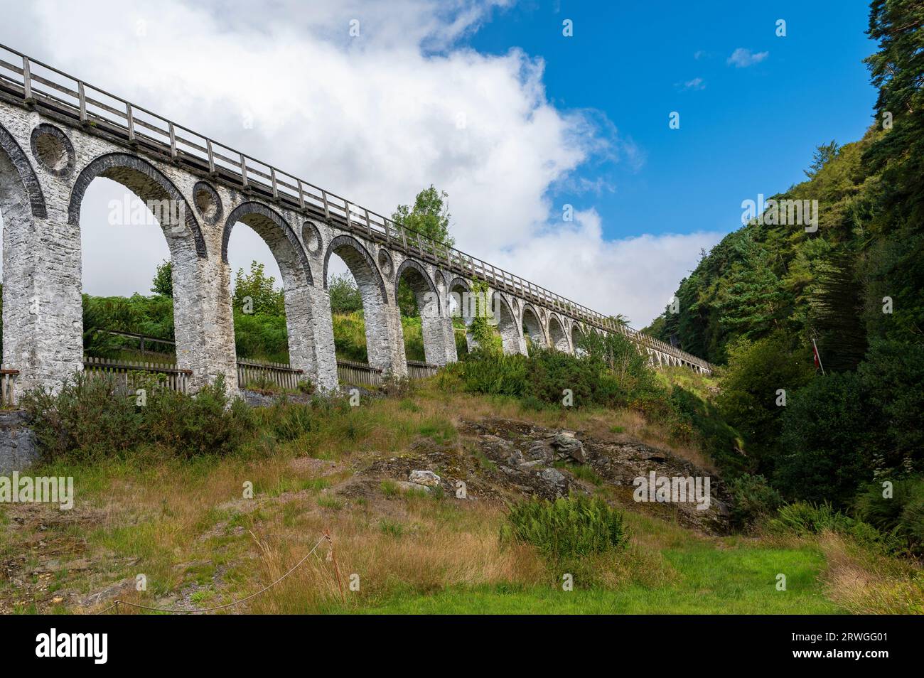 The incredible Laxey Water Wheel viaduct in the Isle of Man Stock Photo ...