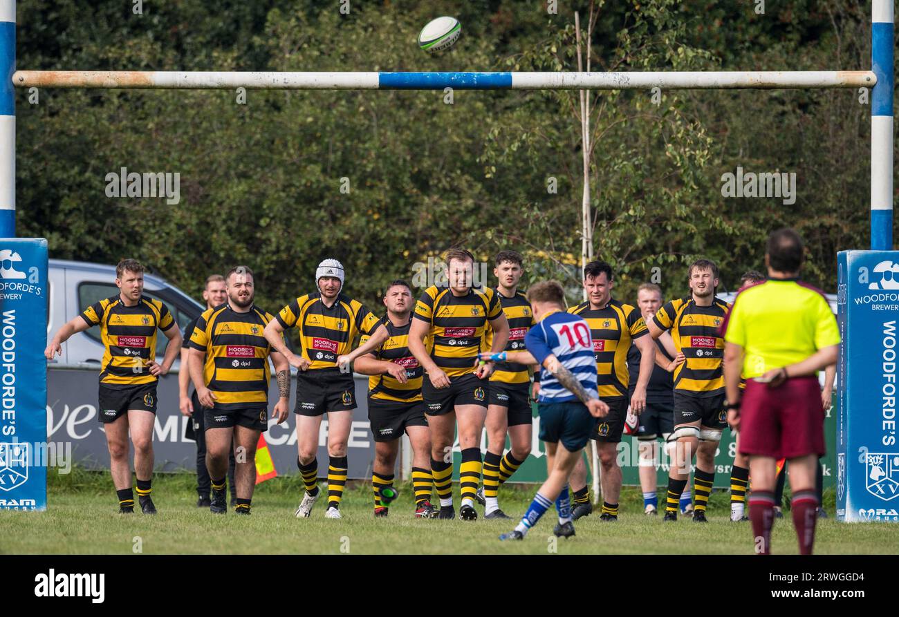 English mens amateur Rugby Union players playing in a league game Stock ...