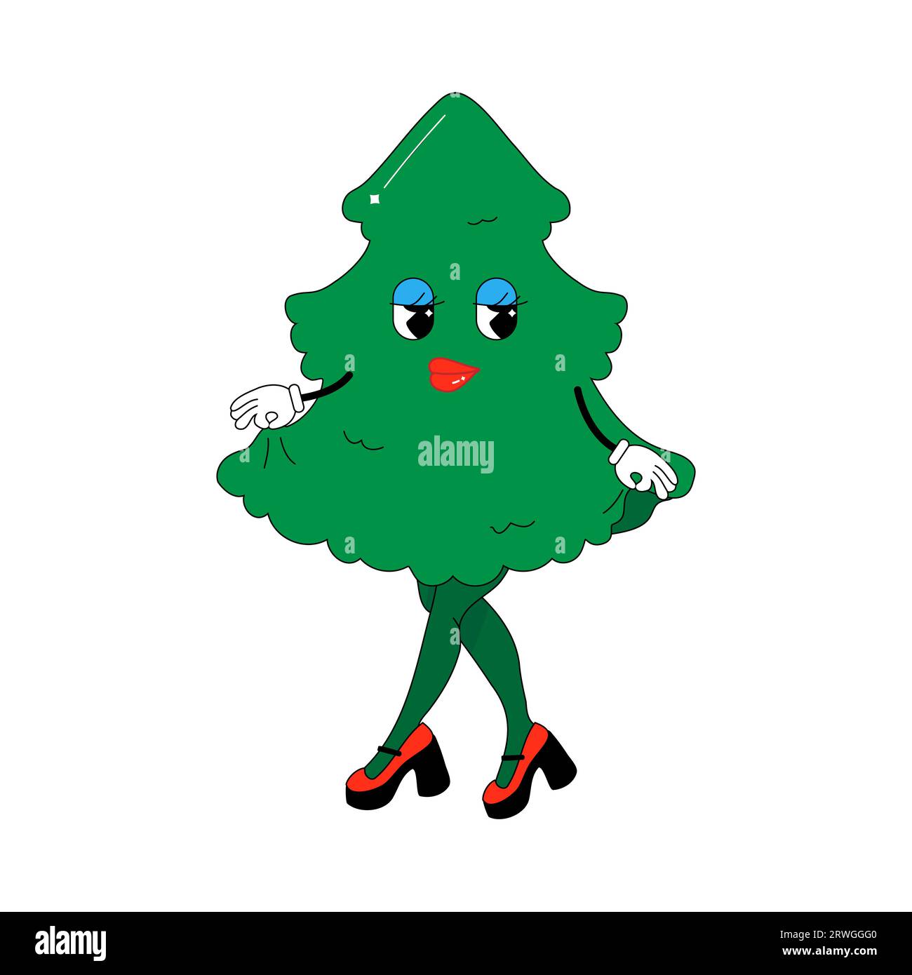 Psychedelic Christmas tree, with 80's style female legs, character ...