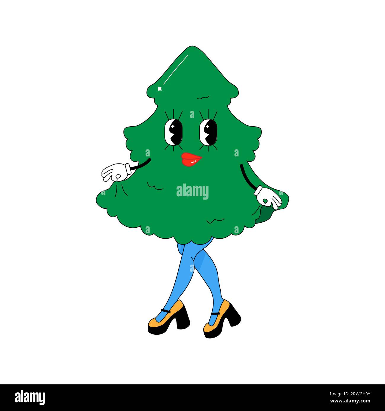 Psychedelic Christmas tree, with 80's style female legs, character ...