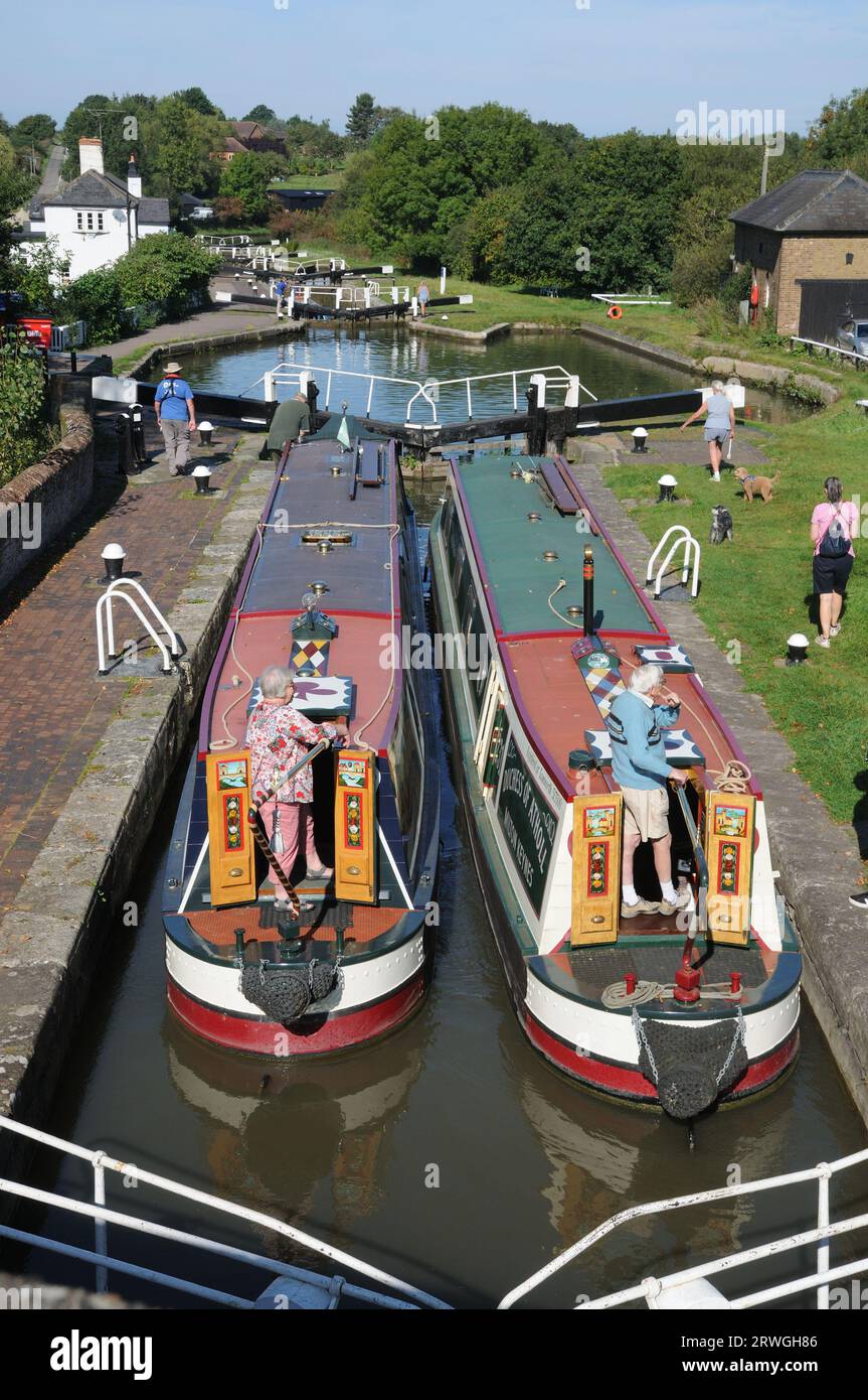 Three Locks on the Grand Union Canal, Soulbury, Buckinghamshire Stock ...