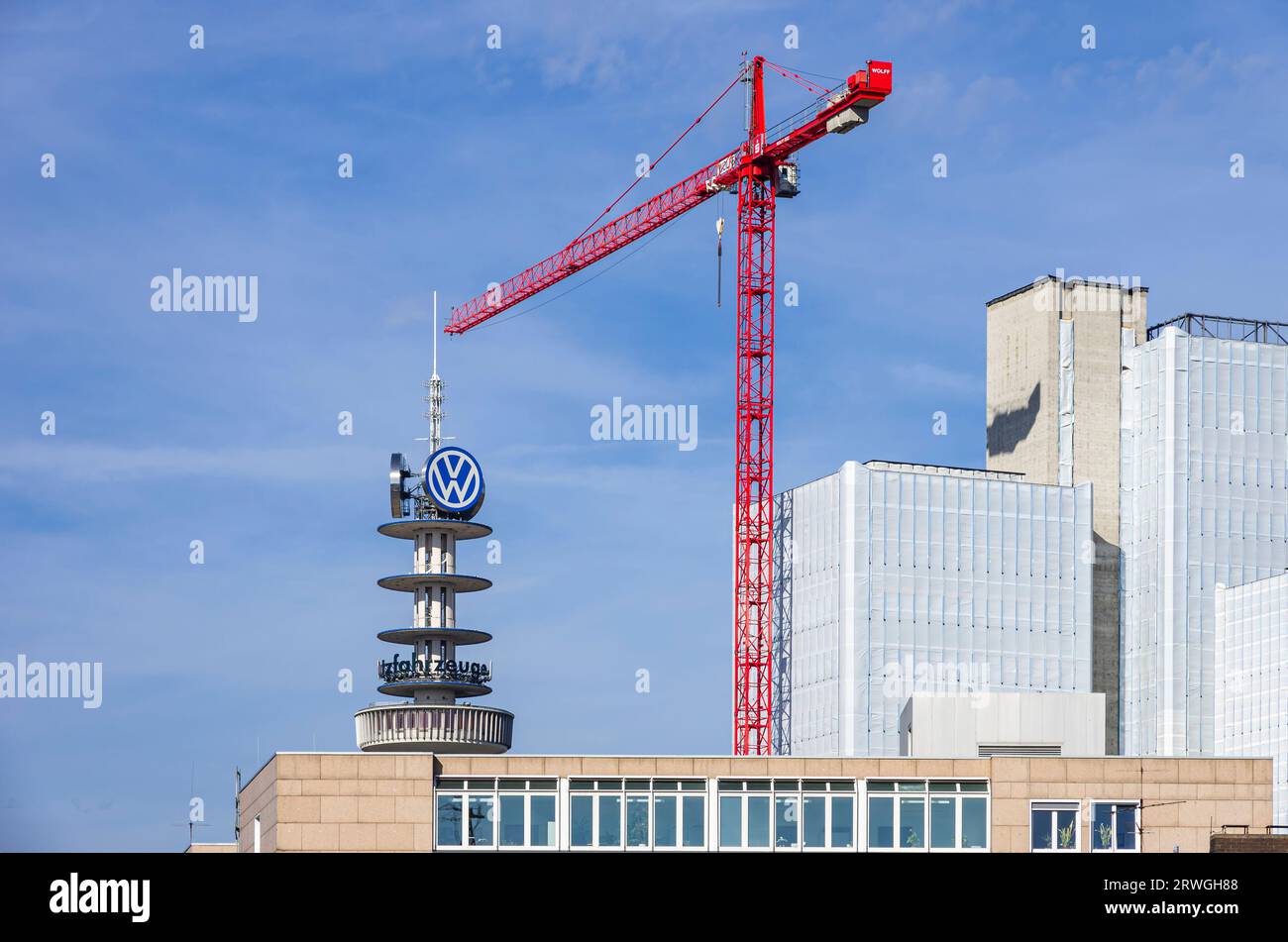 View of the Hanover Old Television Tower with VW logo, popularly known ...