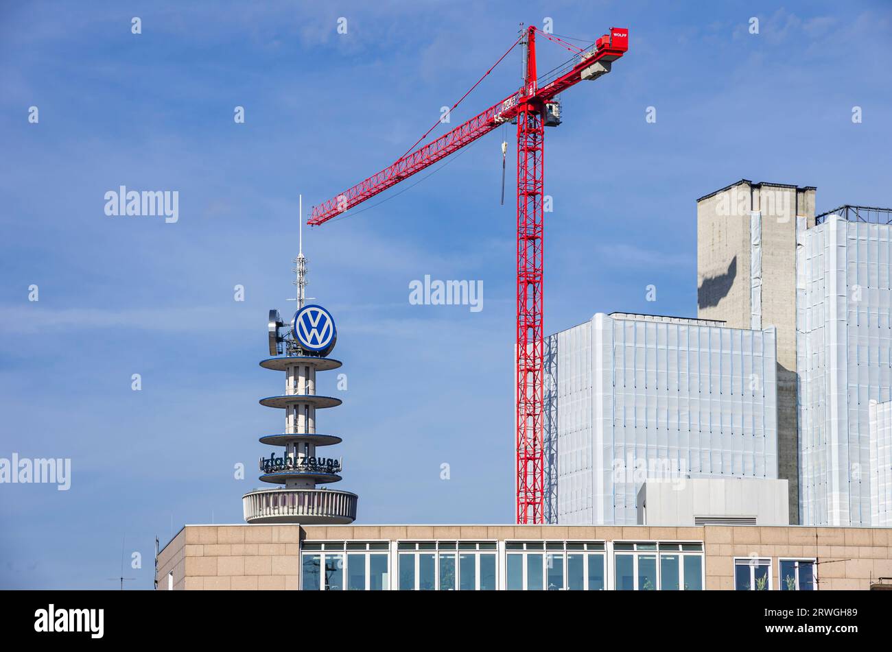 View of the Hanover Old Television Tower with VW logo, popularly known ...