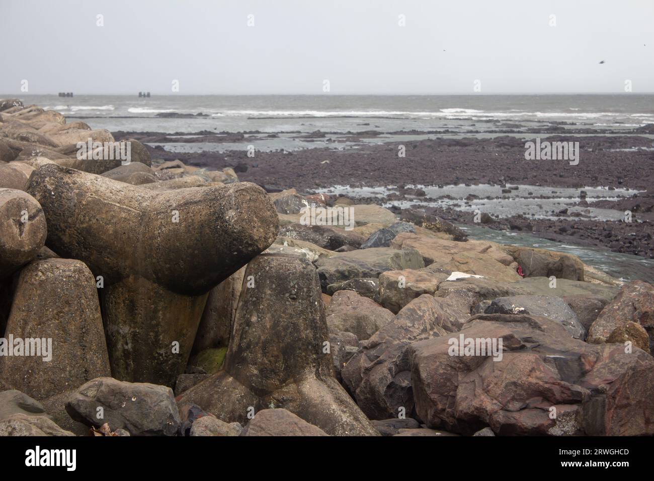 Concrete objects to prevent sea erosion along the Arabian sea coast ...