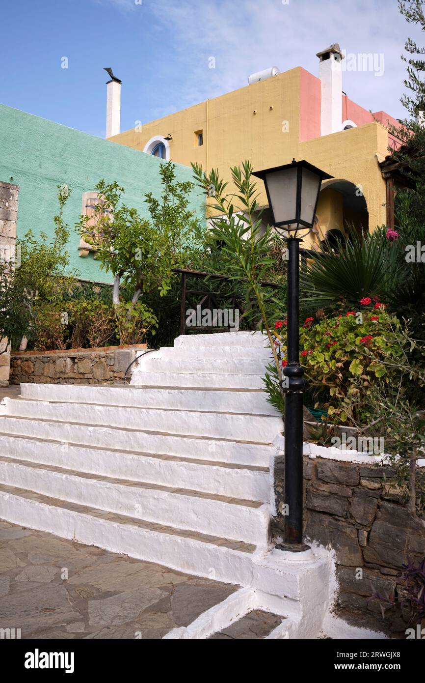 White painted stairs in Arolithos Traditional Cretan Village, Iraklio ...