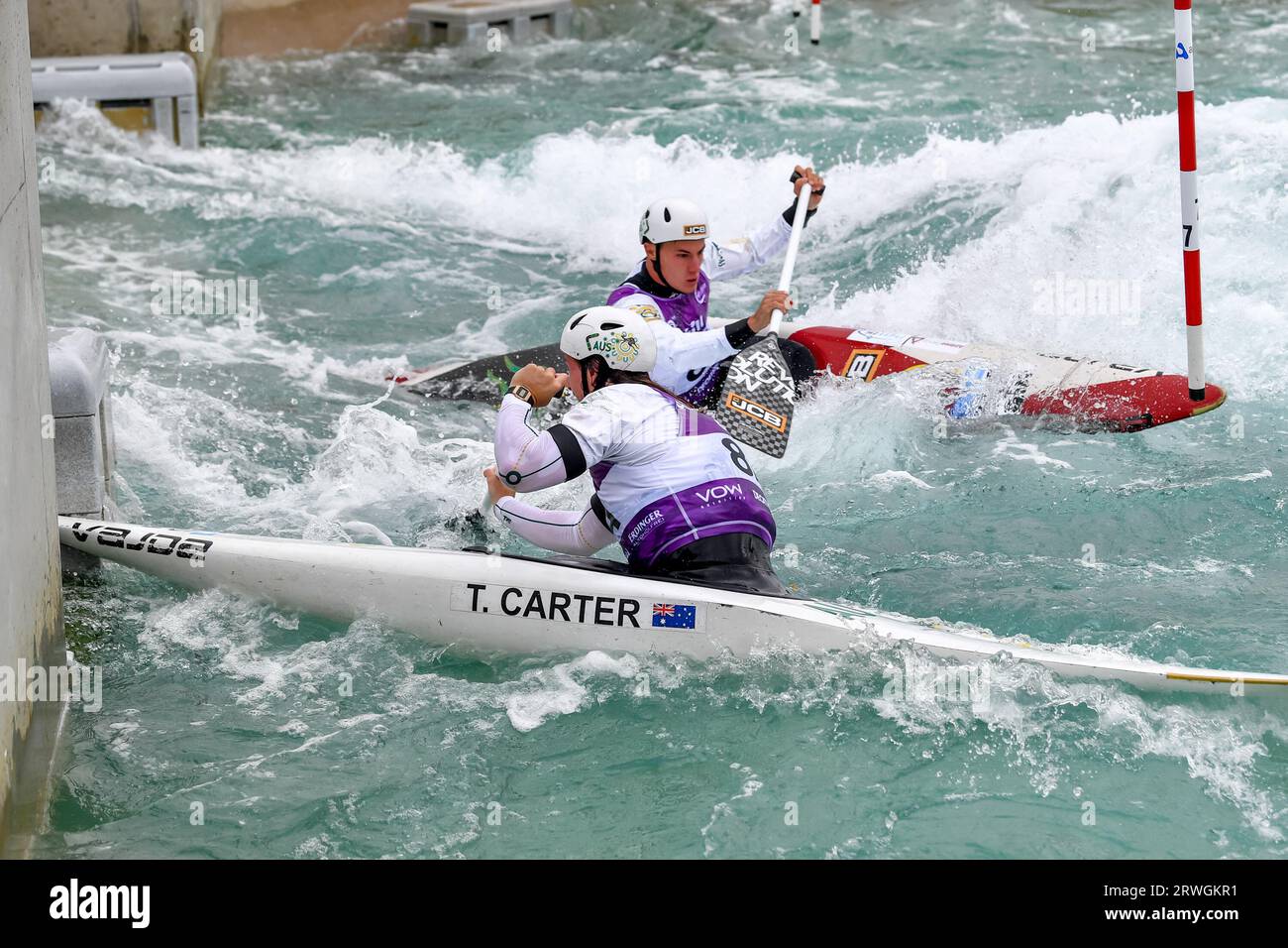 London, UK. 19th Sep, 2023. Tristan Carter of Australian gets stuck as ...