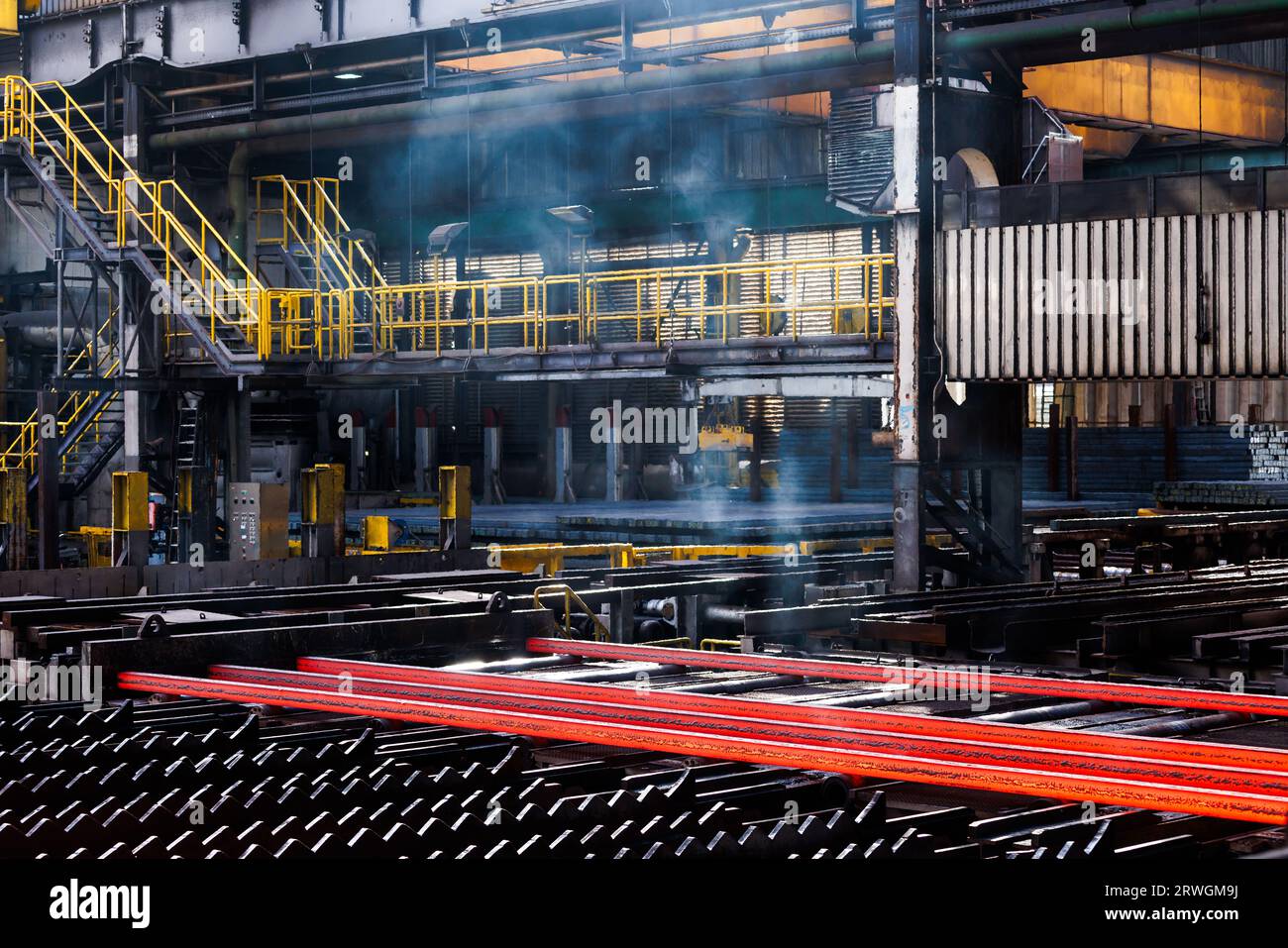 Kehl, Germany. 19th Sep, 2023. So-called "billets" of red-hot steel ...