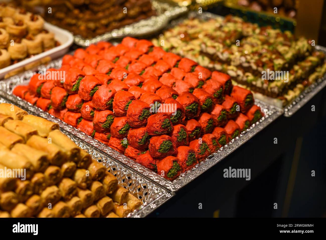 Turkish Delights and sweets made of honey and nuts Stock Photo - Alamy