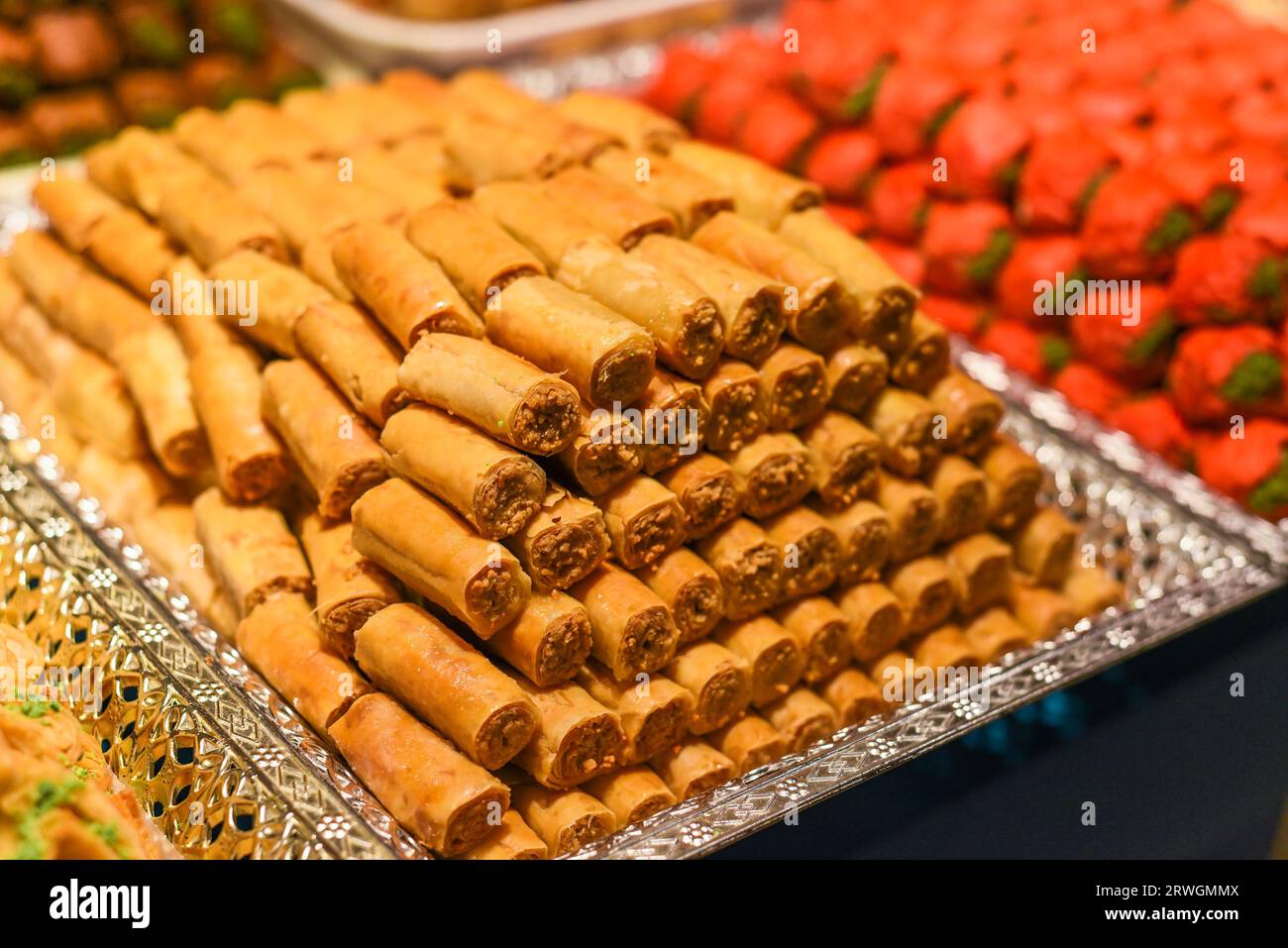 Turkish Delights and sweets made of honey and nuts Stock Photo - Alamy