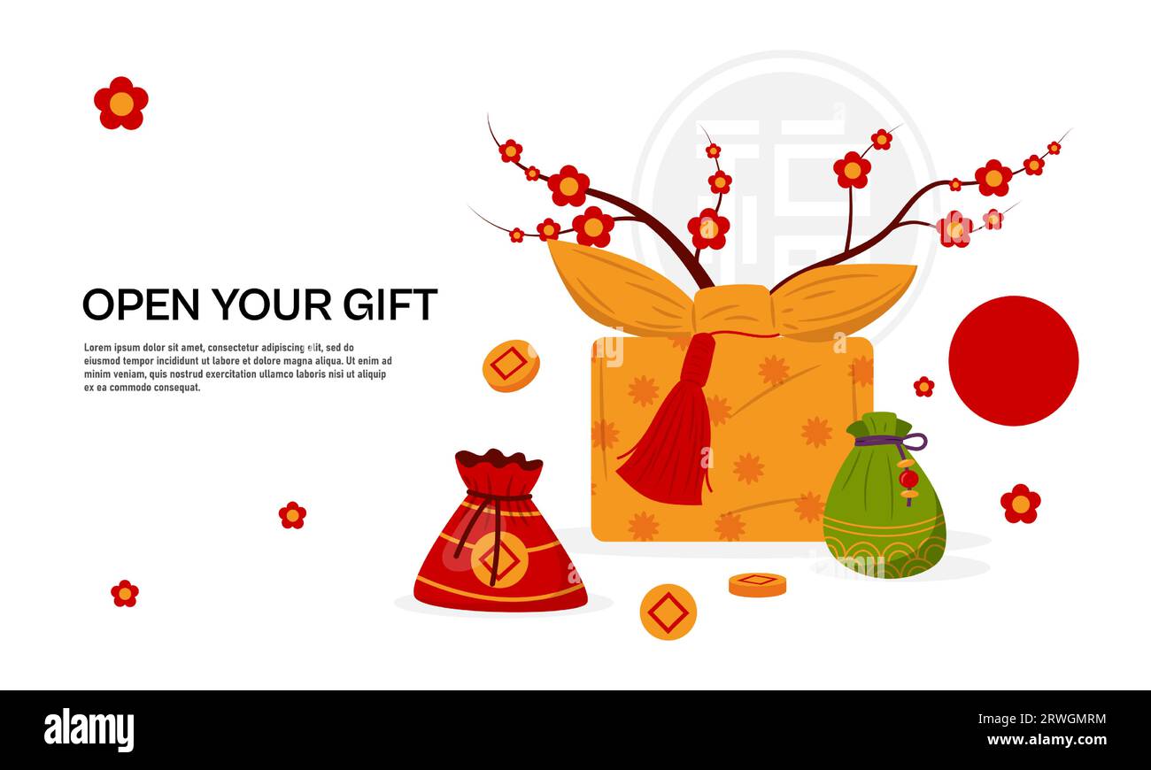 Korean gifts background. Traditional holiday card with oriental ...