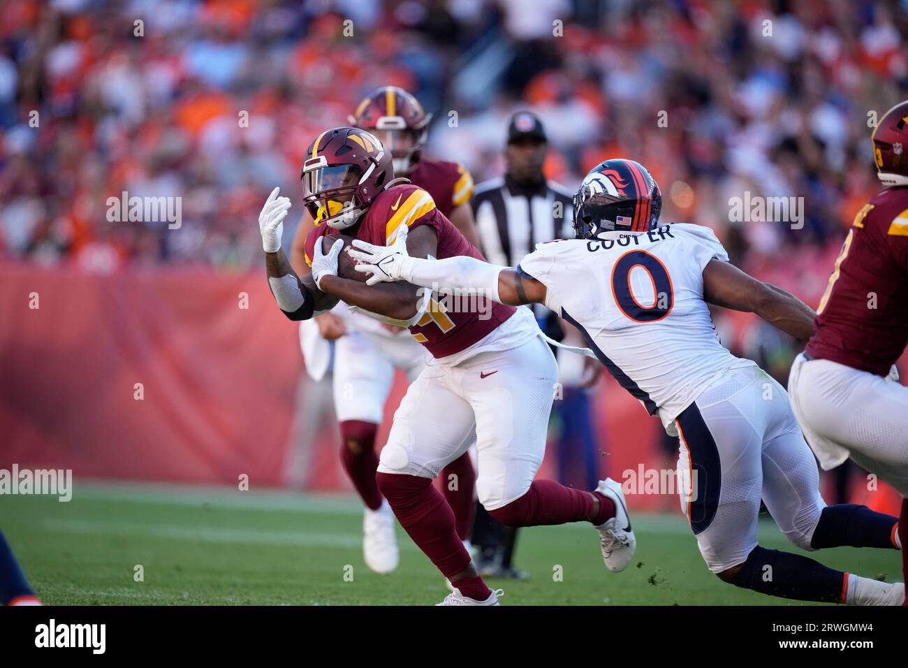 Washington Commanders running back Antonio Gibson eludes Denver Broncos ...