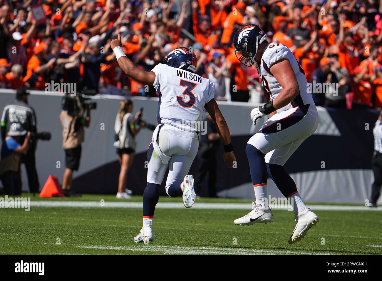 Denver Broncos quarterback Russell Wilson (3) against the Washington ...