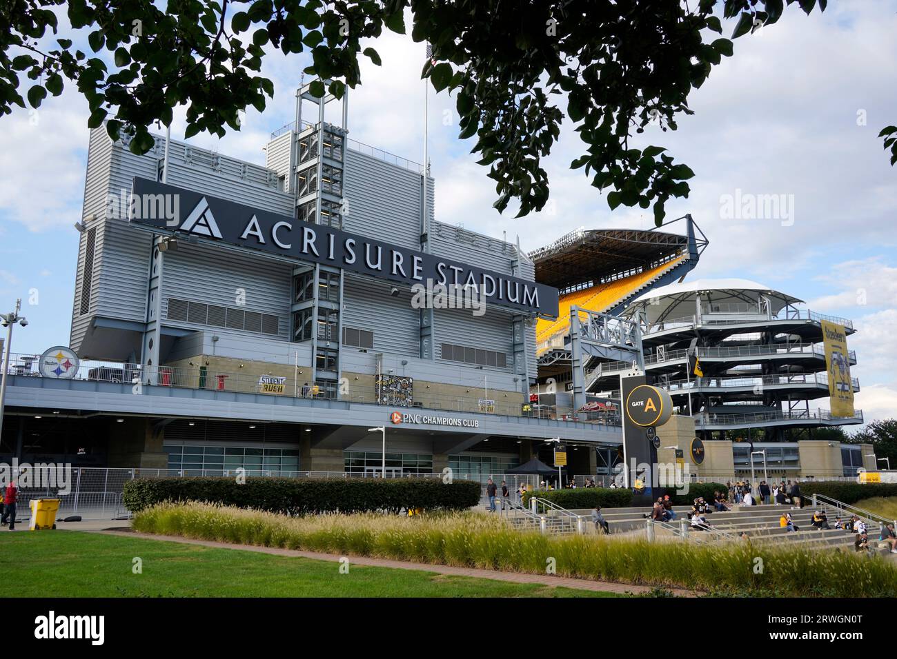 This is a scoreboard at Acrisure Stadium before an NFL football game ...