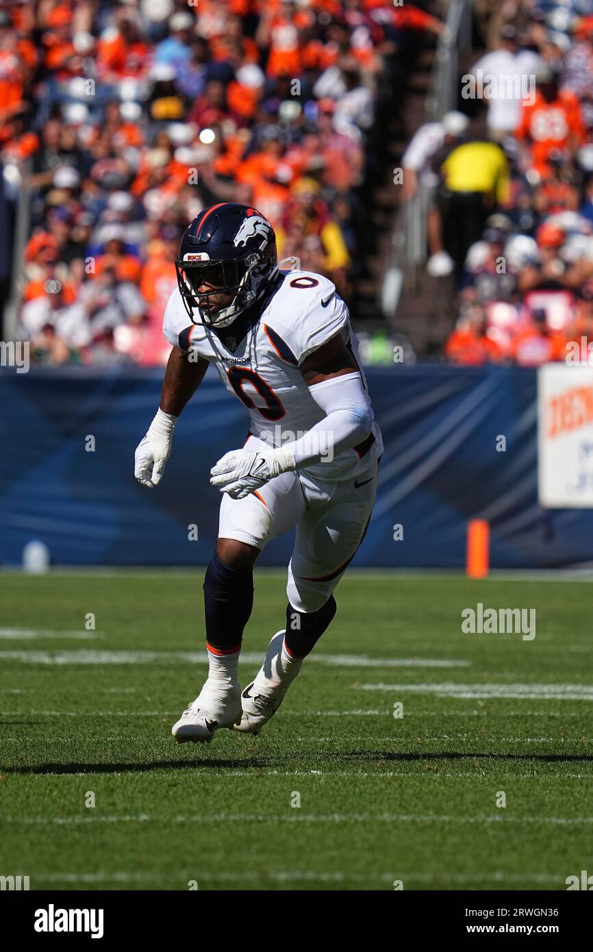 Denver Broncos linebacker Jonathon Cooper (0) against the Washington ...
