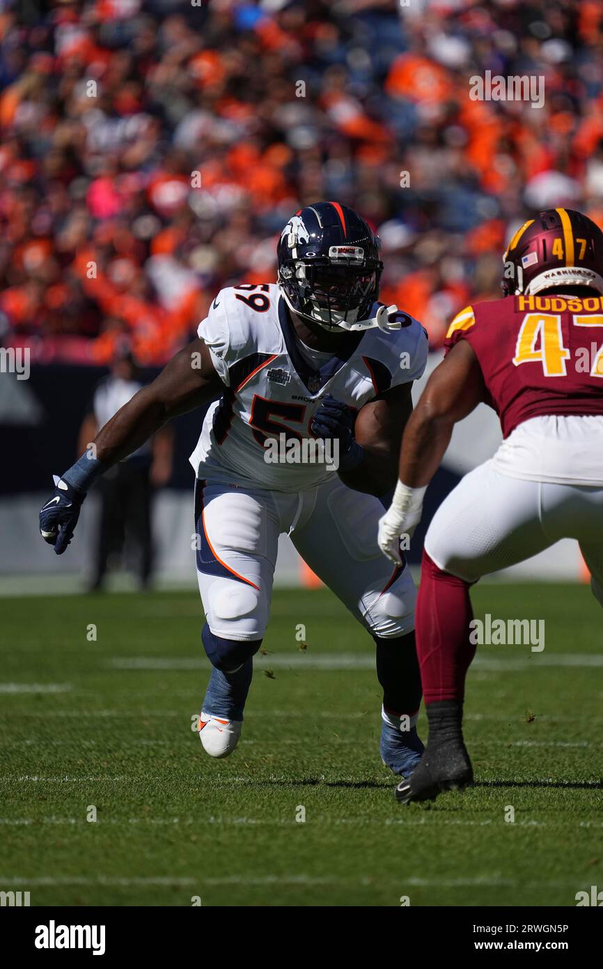 Denver Broncos linebacker Thomas Incoom (59) against the Washington ...