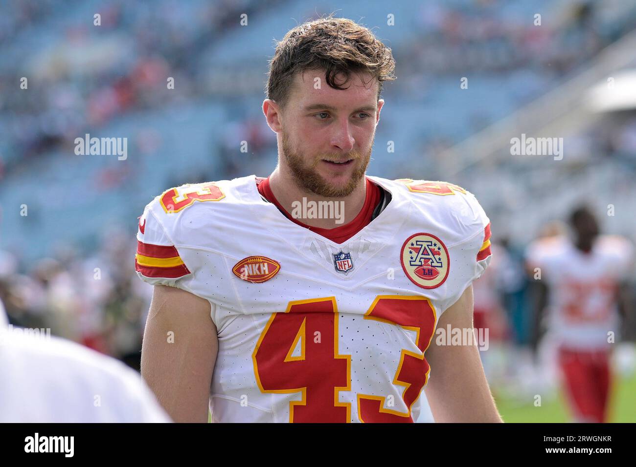 Kansas City Chiefs linebacker Jack Cochrane (43) leaves the field after ...