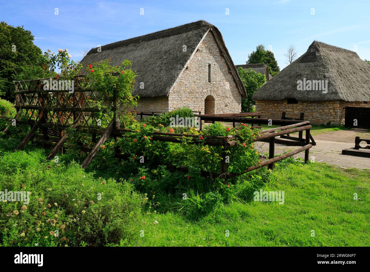 Cosmeston lakes country park and medieval village hi-res stock ...