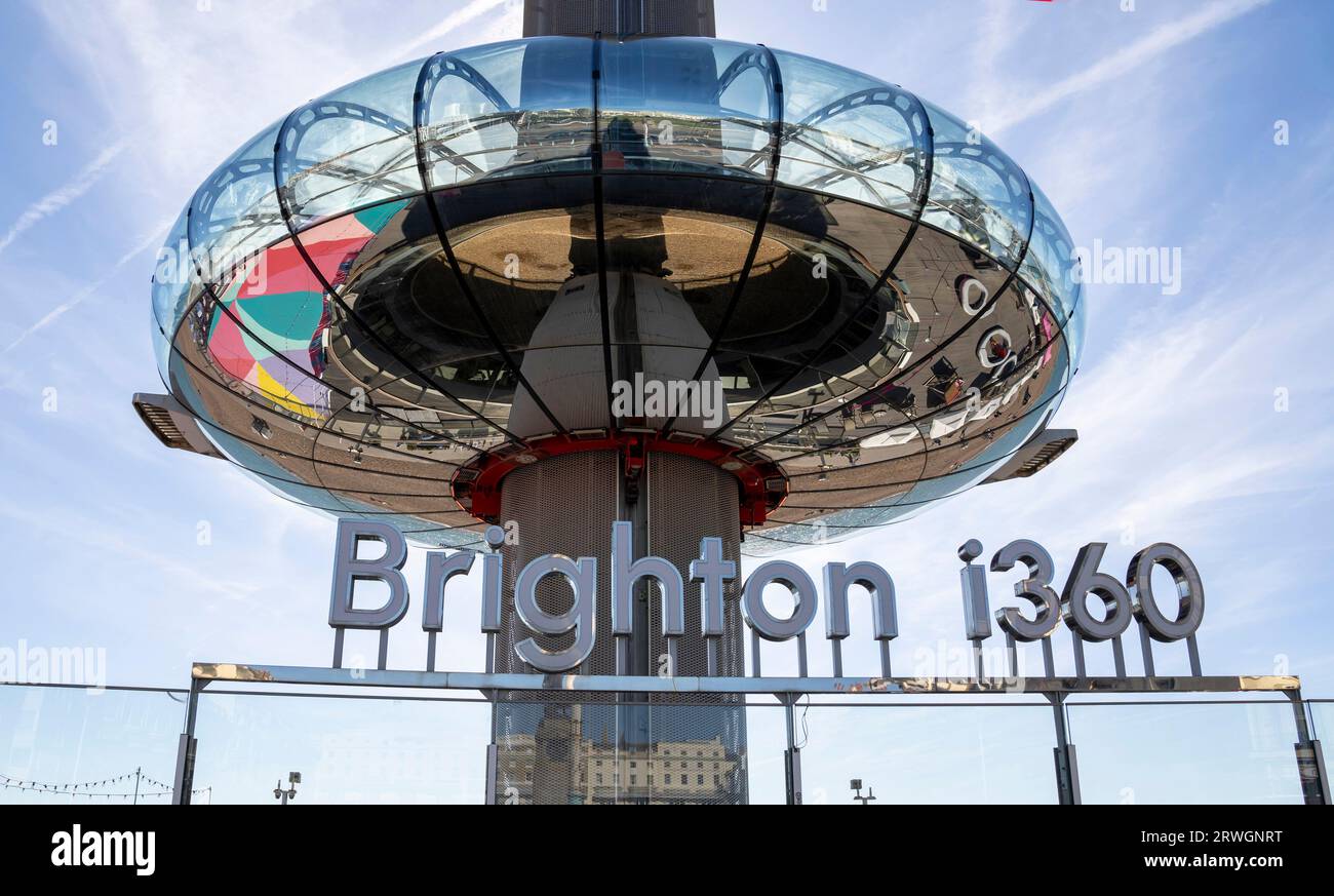 Brighton’s i360 is a 162 m moving observation tower on the seafront of ...