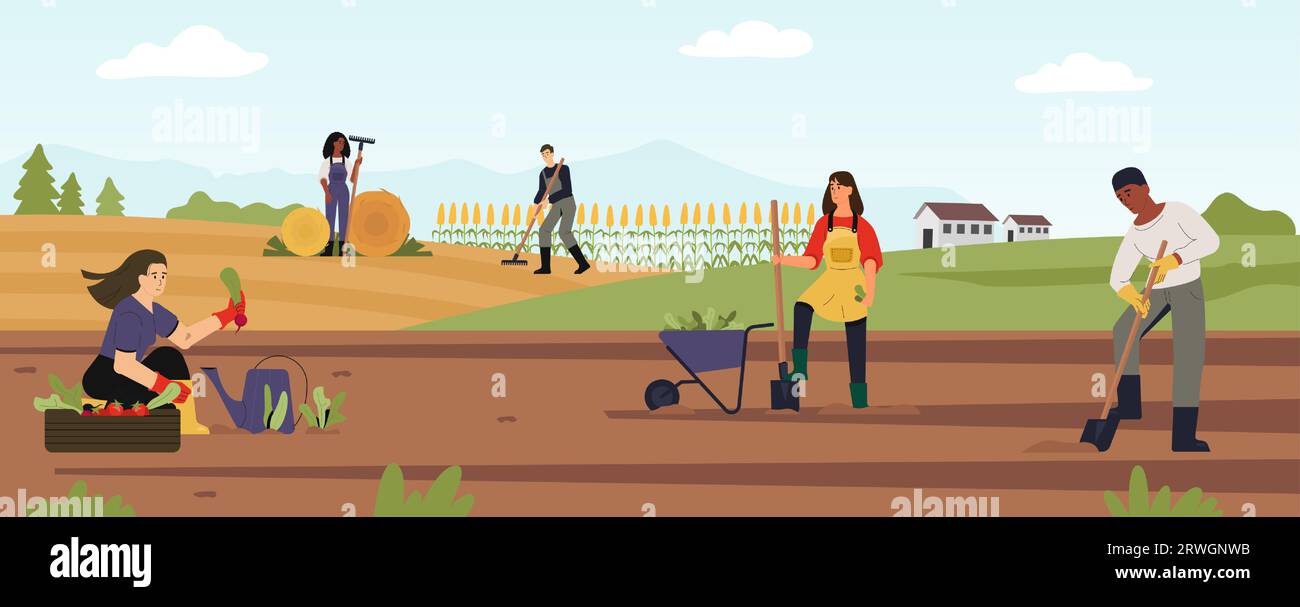 Traditional farming landscape Stock Vector Images - Alamy