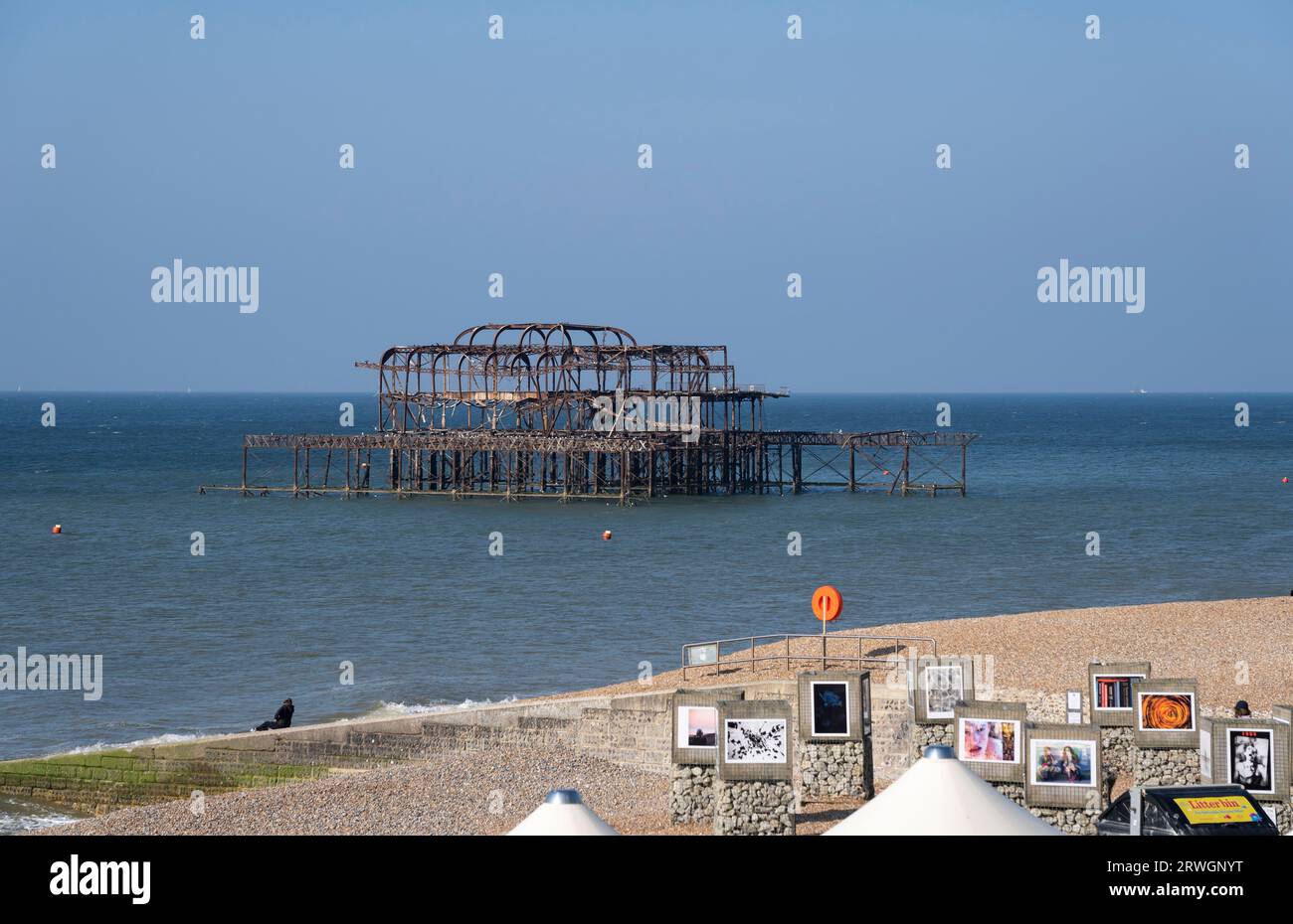 The West Pier is a ruined pier in Brighton, England. It was designed by ...
