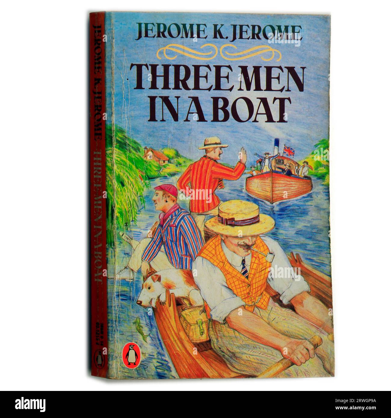 Three Men in A Boat by Jerome K jerome. Book cover, white background ...