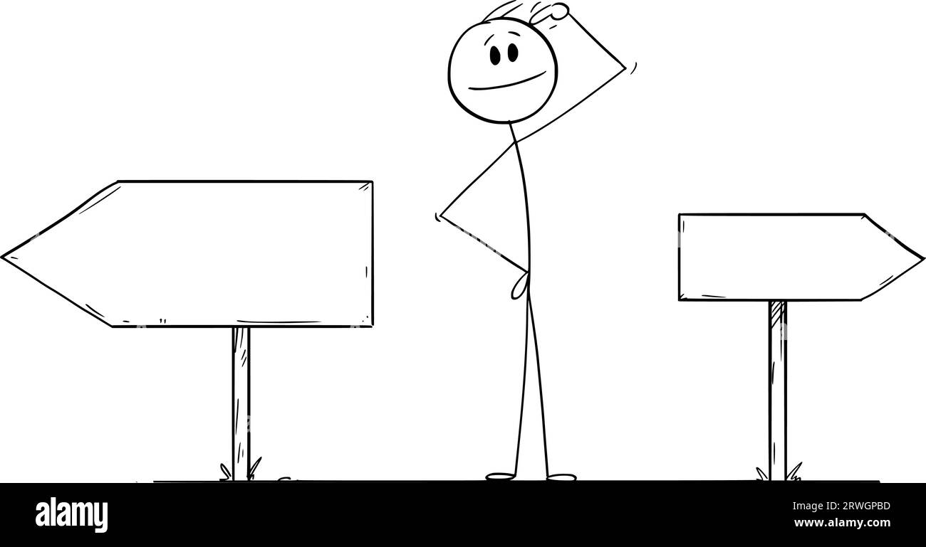 Choose Your Direction, Vector Cartoon Stick Figure Illustration Stock ...