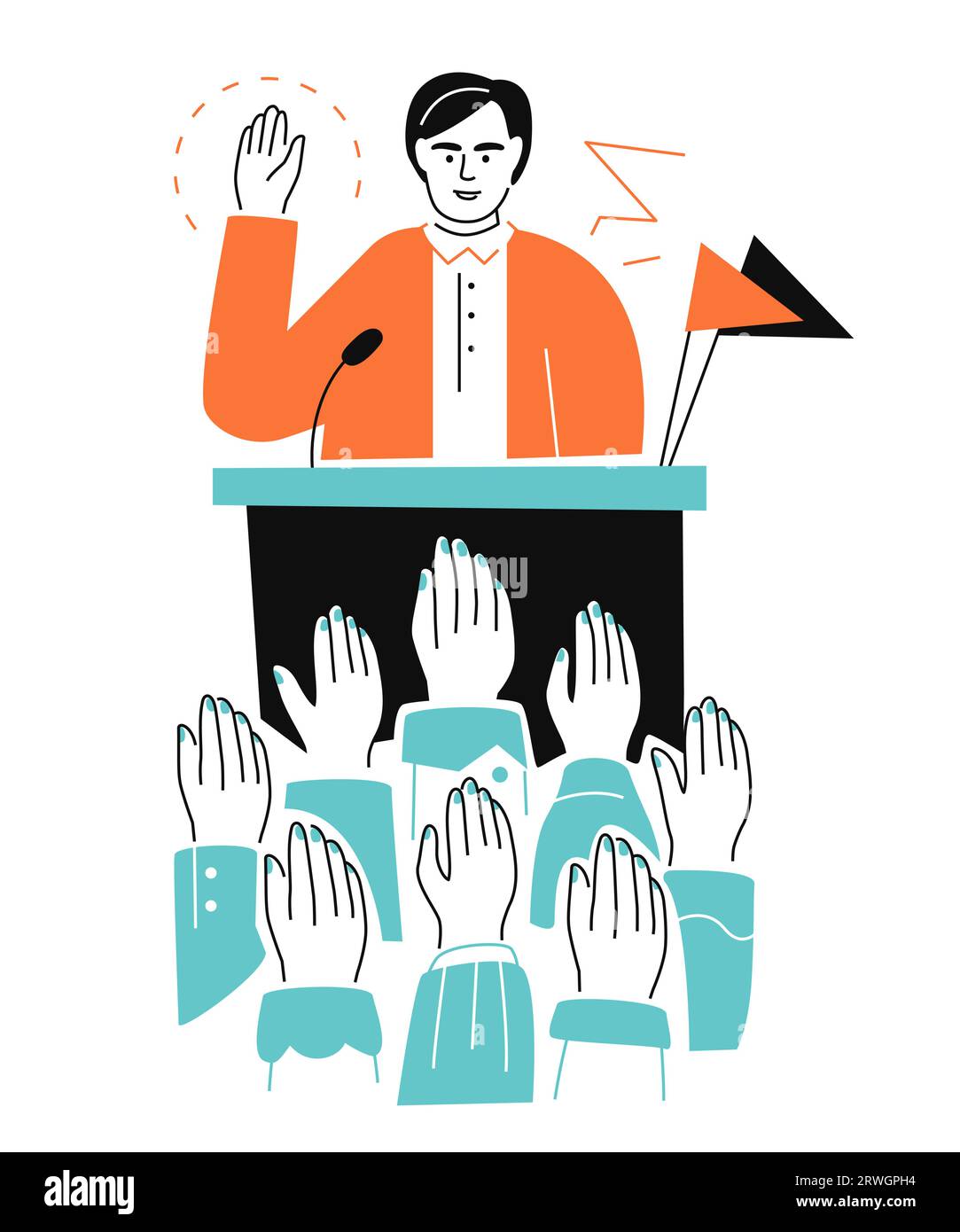 Voting by show of hands - colorful flat design style illustration Stock ...
