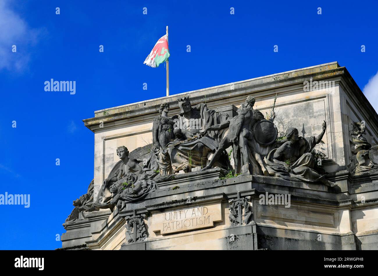 Unity and Patriotism, Sculpture, Cardiff City Hall, Cathays Park ...
