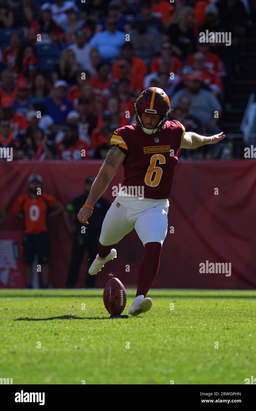 Washington Commanders place kicker Joey Slye (6) against the Denver ...