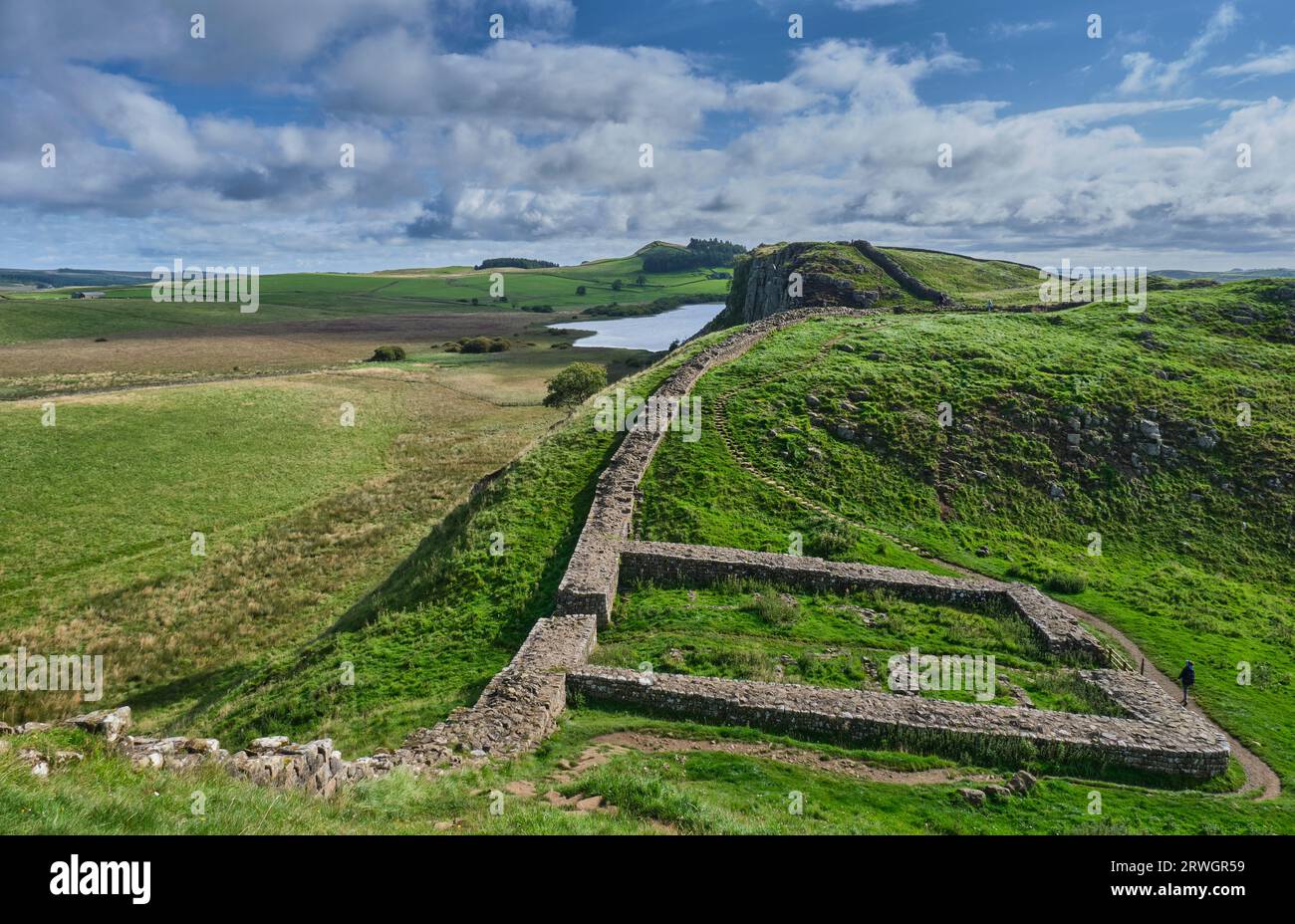 Milecastle 39 on Hadrian's Wall and National Trail near Highshield ...
